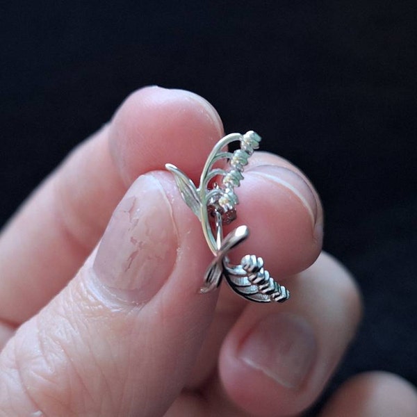 Tiny Lily of the Valley Stud Earrings in Sterling Silver, Silver or ...