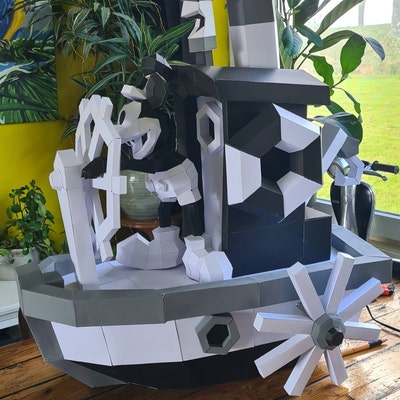 Papercraft Mickey Steamboat, DIY PDF, DXF and Svg, Low Poly, Origami ...