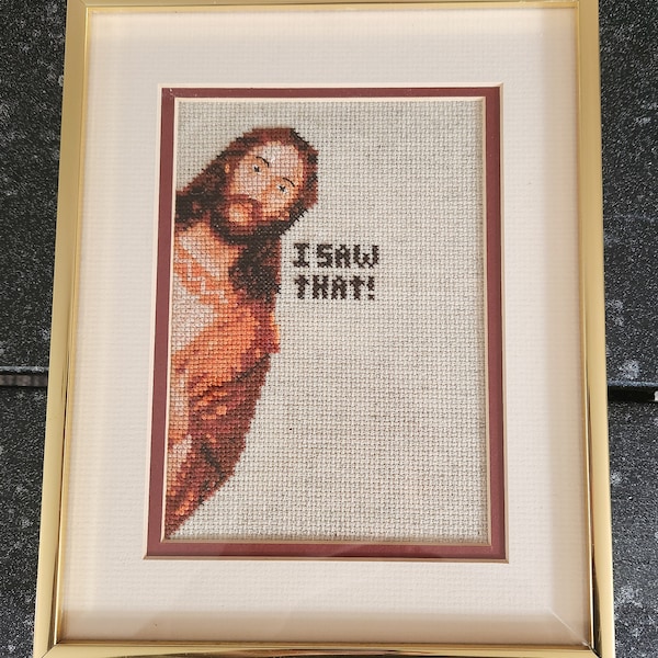 Peeking Jesus Cross Stitch Pattern Digital Snarky Funny Christ Xstitc ...
