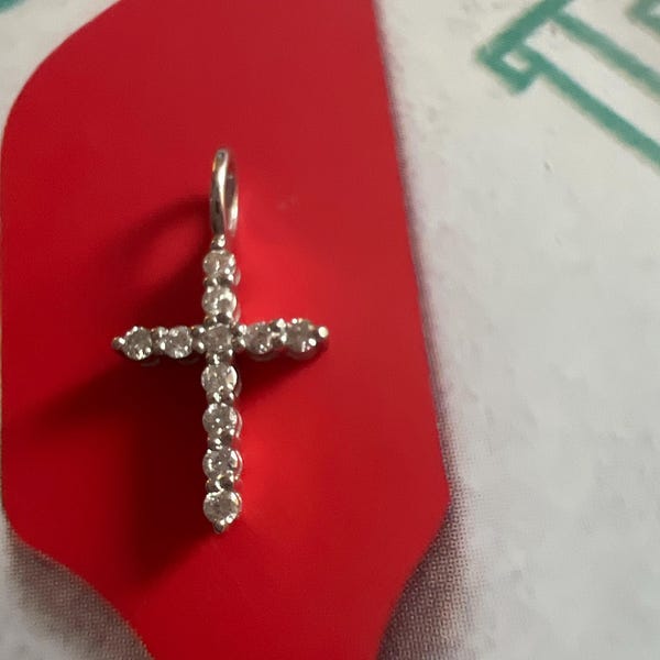 Diamond Cross Necklace, Dainty Cross Pendant, Natural Diamond, Solid ...