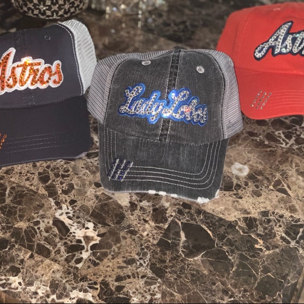 FALCONS Bling Hat Distressed Trucker Cap Falcons Football Swarovski ...