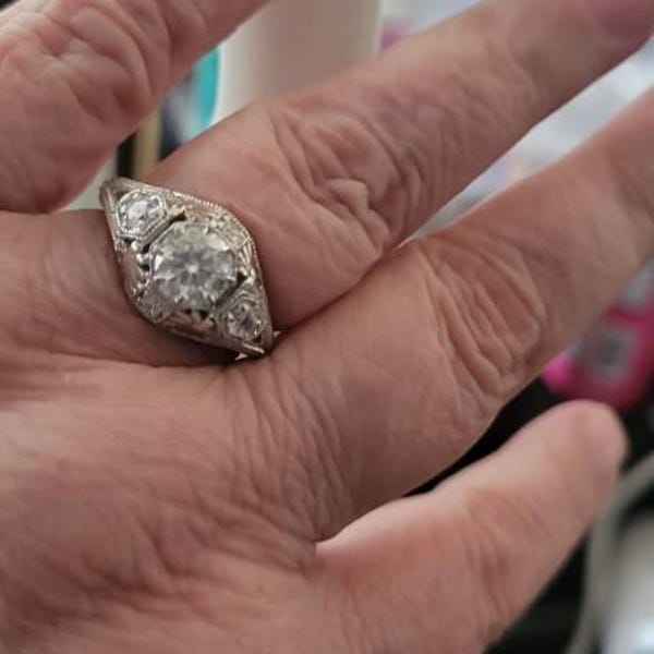 1890's Retro Edwardian Antique Round Cut Diamond Engagement Ring Set ...