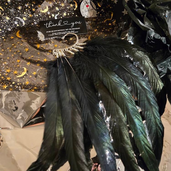 Luna Raven Ear Cuff With Purple Quartz Crystal, Bird Skull Ear Cuff ...