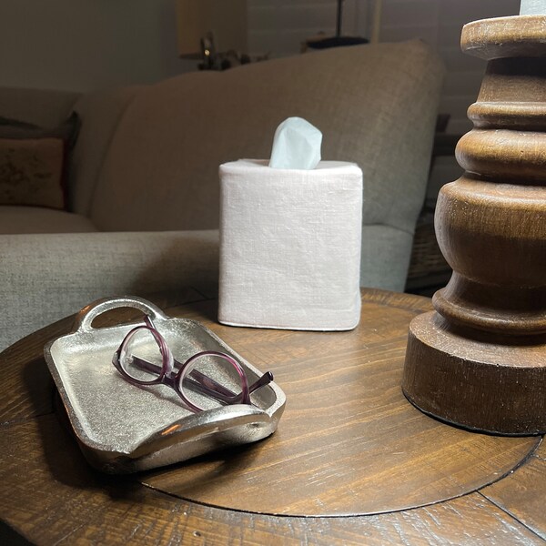 White Linen Ruffle Rectangle Tissue Box Cover - Etsy