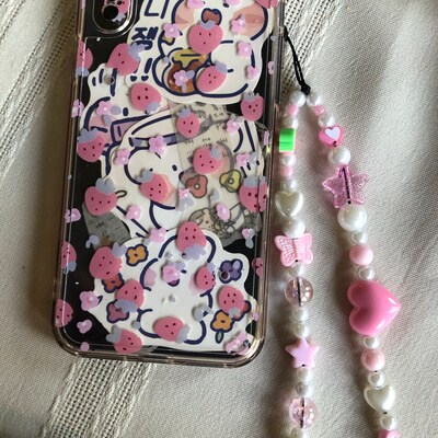 Strawberry Love Pink Phone Charm Strap - Etsy