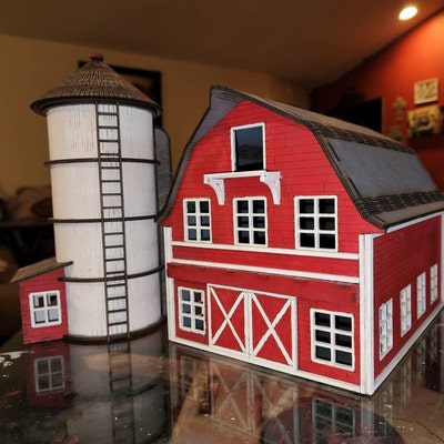 Digital Download, Miniature Barn and Silo, Laser Cut, Glowforge, Farm ...