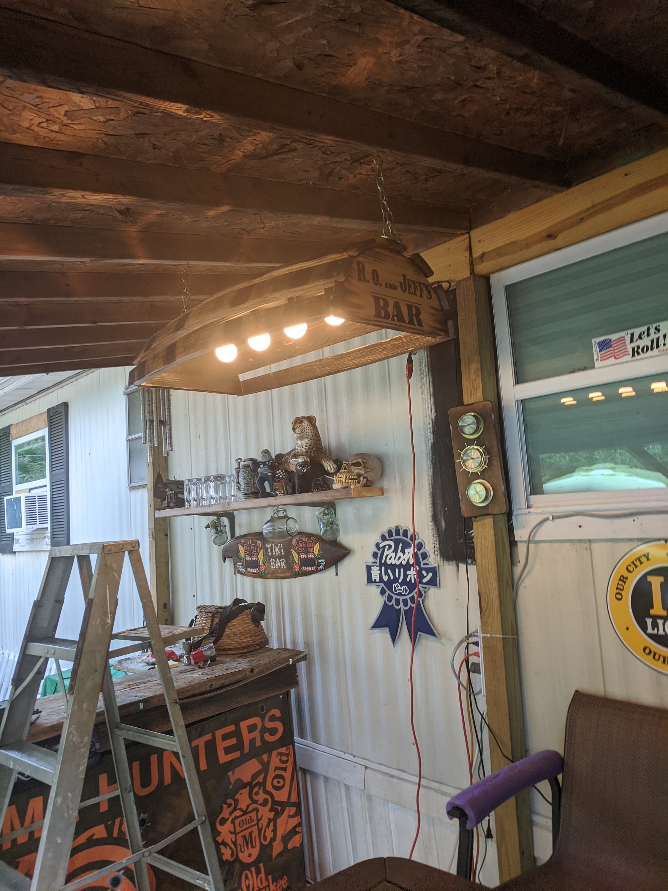 whiskey barrel pool table bar billiards hanging light fixture rustic ...