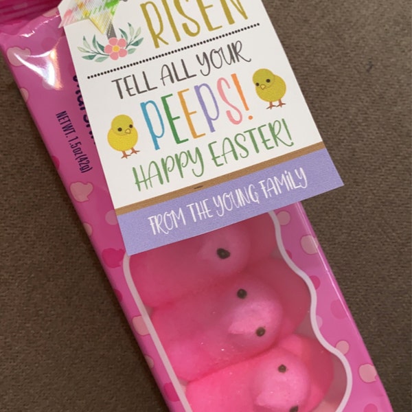 Easter Gift Tags, He is Risen Tell Your Peeps, Religious Kids Easter ...