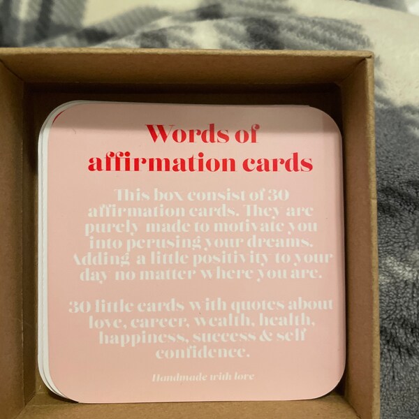 Box of Positivity Words of Affirmation Cards 30 Cards of Affirmations ...