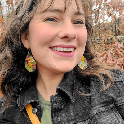 Handmade to Order Unique Blooming Bud Teardrop Real Flower Earrings ...