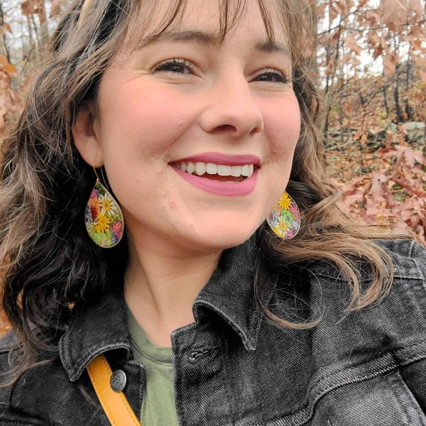 Handmade to Order Unique Blooming Bud Teardrop Real Flower Earrings ...