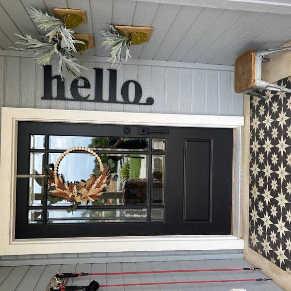 Metal Hello Sign, Front Door Decor, Front Porch Decor, Vertical Welcome ...