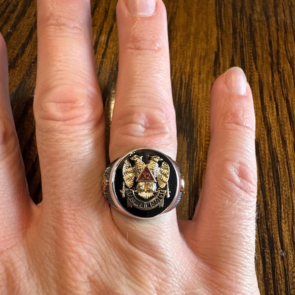 Masonic Ring Freemason Signet Ring AF & AM Ancient Free and Accepted ...