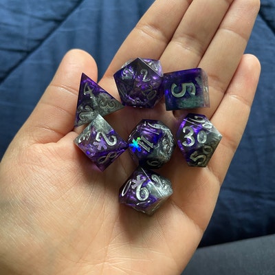 Sossal Frostbite Dice Set for Dnd 7 Piece Sharp Edge Resin Dice Set, Handmade, Custom RPG Dice ...