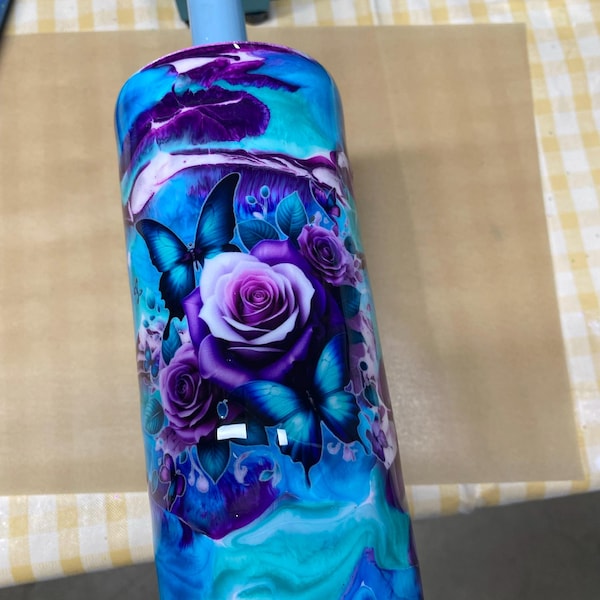Teal/purple Roses 2 UV DTF Decal - Etsy