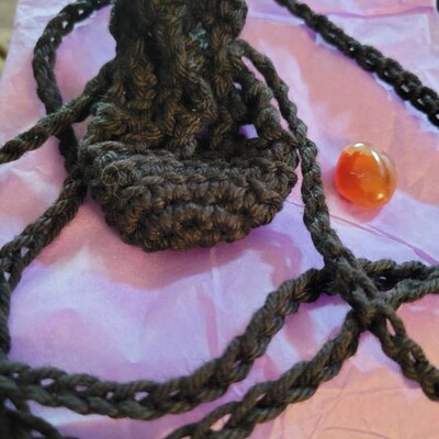 Drawstring Crystal Pouch Necklace, Healing Crystal Pouch Necklace ...