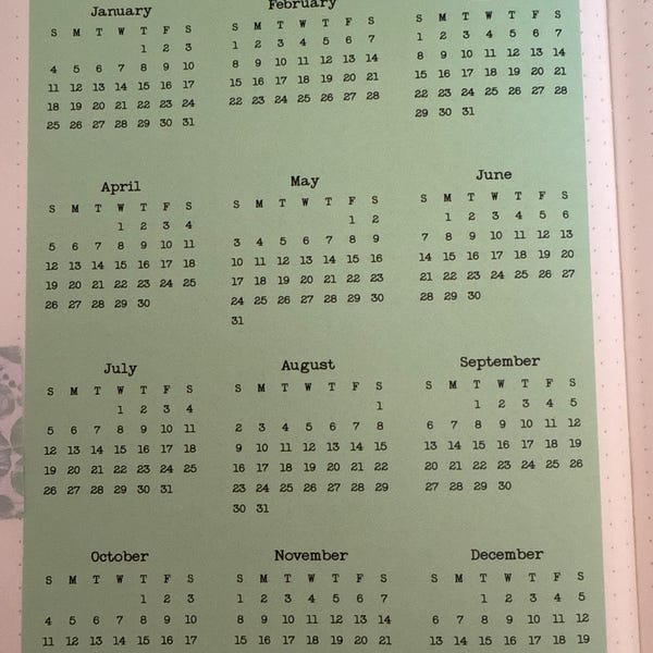 Double Sided Year at A Glance Cardstock Calendar With 2 Years | 2025 ...