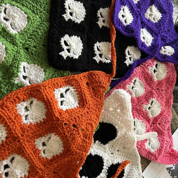 CROCHET PATTERN - Skull Granny Square Bandana Crochet Pattern Easy ...
