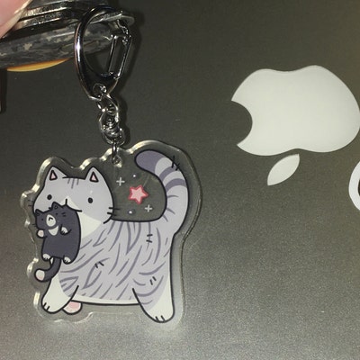 Mom Cat With Kitten Keychain Cute Kitty Cat Keyring Double - Etsy