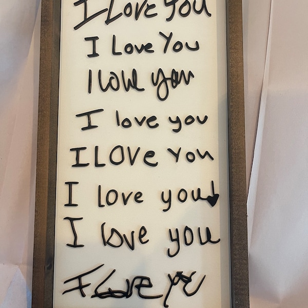 Custom Handwriting 'love You' Sign - Dark Walnut Frame - Etsy