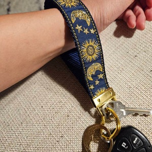 Sun and Moon Key Fob, With Brass Plated Hardware - Etsy
