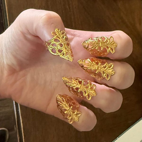 Gold Claw Ring, Nail Ring Claw, Finger Nail Armor, Wudu Press on Nails ...