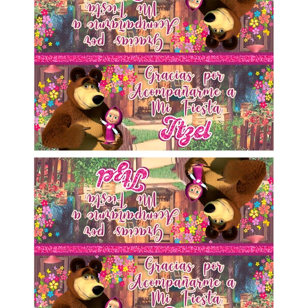 Masha and the Bear Bag Topper - Masha and the Bear Favor Tags - Masha ...