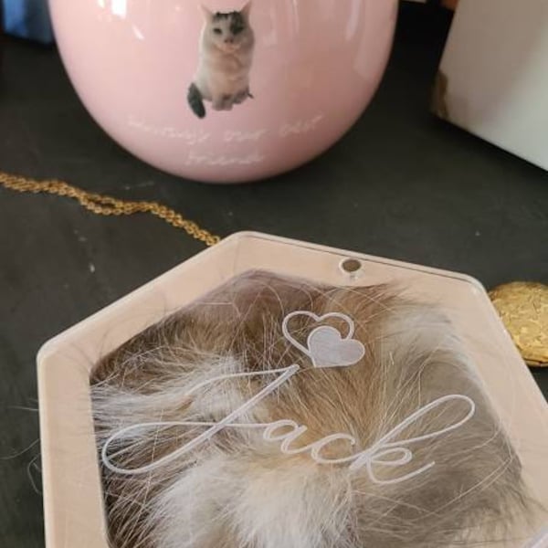 Wooden Pet Hair Memorial Box, Personalised Pet Fur Keepsake, Dog Hair ...