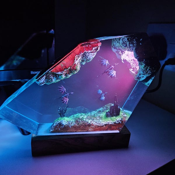 Fire Dragon and Ice Dragon Resin Lamp, Dragon Lamp for Home Decor ...