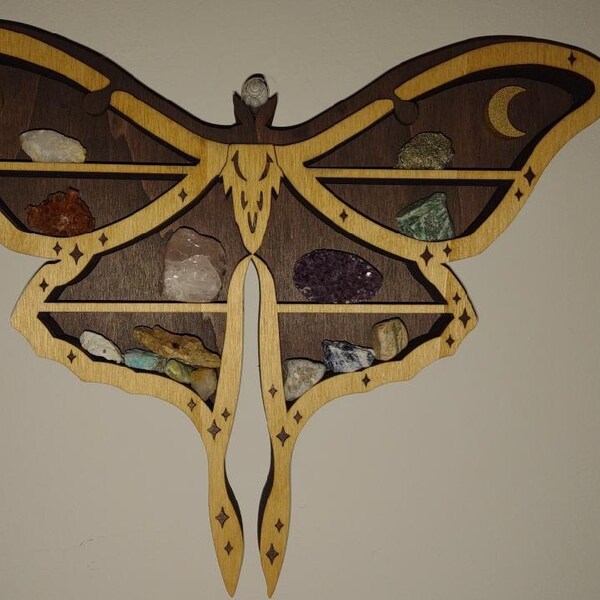 Coppermoon Luna Moth Crystal Shelf, Luna Moth Shelf, Luna Moth Wooden ...