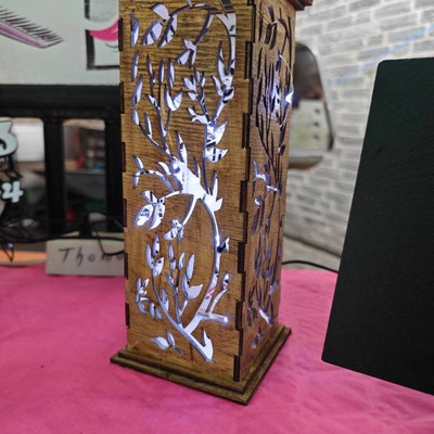 Laser Cut Wooden Table Lamp Svg 8 Template Glowforge Candle Holder ...
