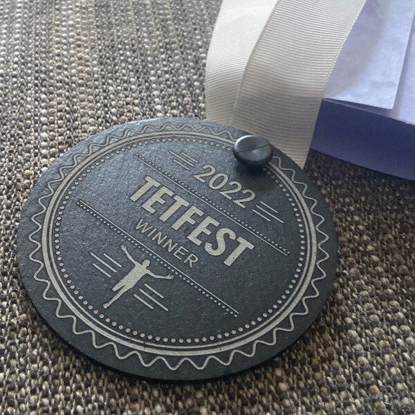 Personalised Welsh Slate Medal Design 12. Custom Medals Race Award ...