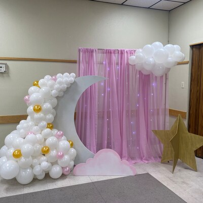 5ft, 6ft, 7ft 8ft Over the Moon and Clouds Template Backdrop ...