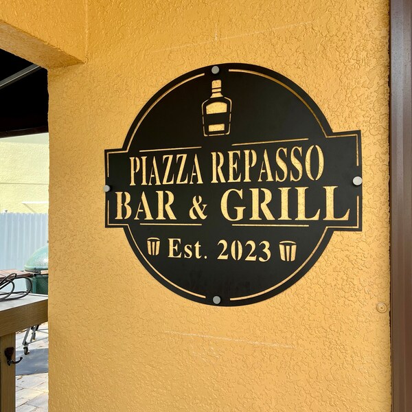 Personalized Bar Metal Sign for Home Bar, Custom Metal Bar Sign, Patio ...