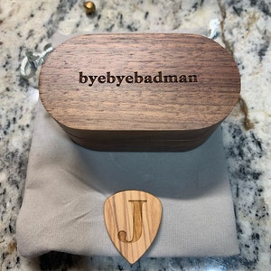 Personalized Unique Guitar Pick Case, Custom Engraved Wooden Picks Box ...