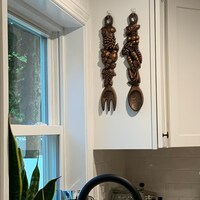 Vintage Oversize Utensils, Syroco Faux Copper Fork and Spoon Wall ...