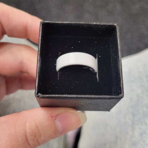 Pure Gloss White Corian Band W/carbon Fiber Band, Mens Wedding Band ...