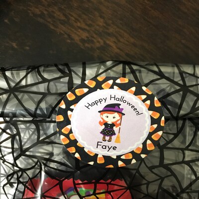 Halloween Stickers Cute Witch Stickers Customized Treat Bag Labels for ...
