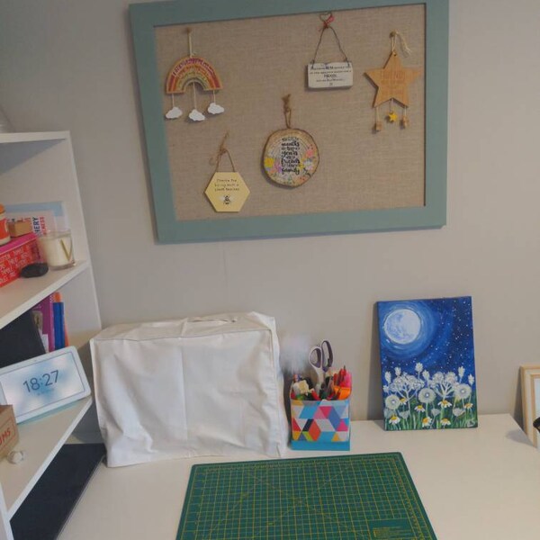 Oak Framed Fabric Pinboard | Finished With Wax | Narrow Framed Pin ...