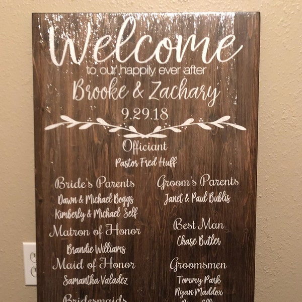 Wedding Program Sign | Bridal Party Sign | Alternative Wedding Program ...