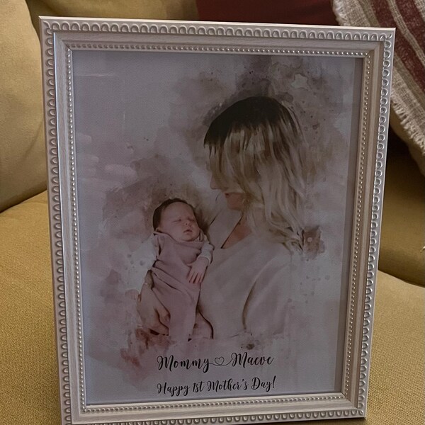 Mothers Day Gift Personalized Watercolor Portrait, Mom Gift, Family ...