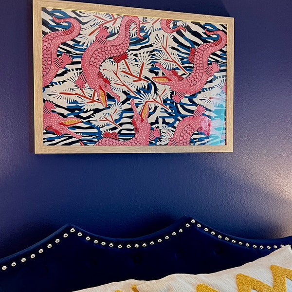 Pink Gator Removable Peel and Stick Wallpaper - Bright Animal Alligator ...