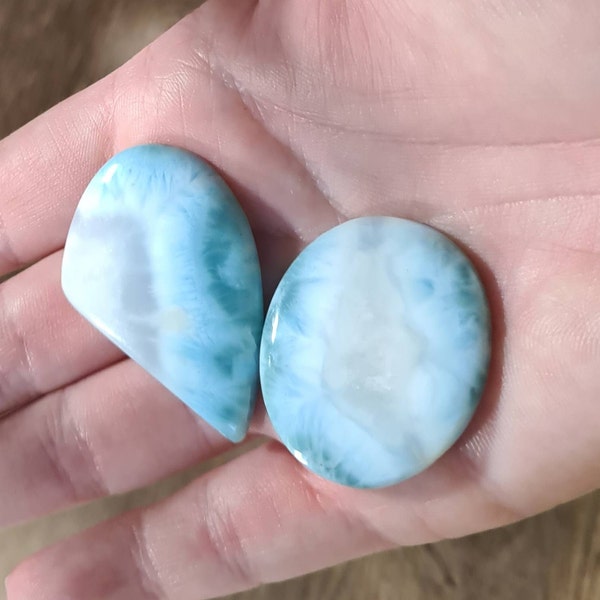 Big Large Larimar Cabochon, Natural Larimar Dominican Republic Gemstone, Unique Larimar Gemstone ...
