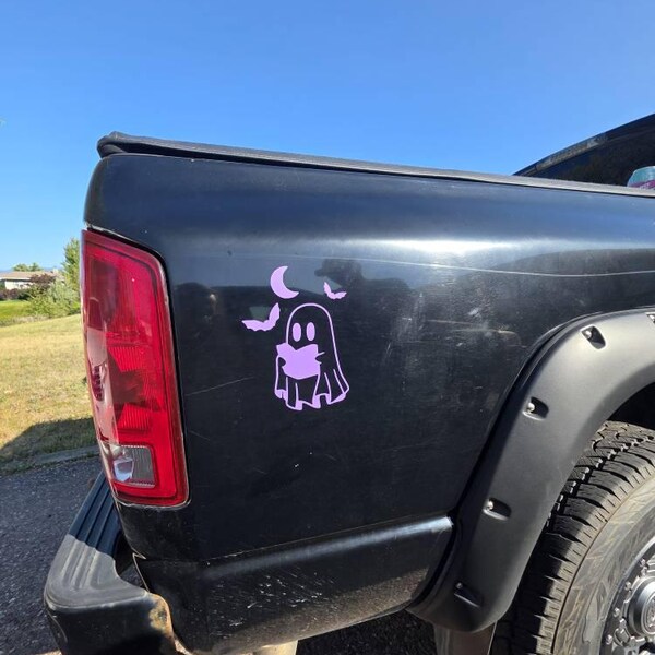 Ghost Reading Car Decal, Cute Ghost Vinyl Decal, Trending Decals for ...