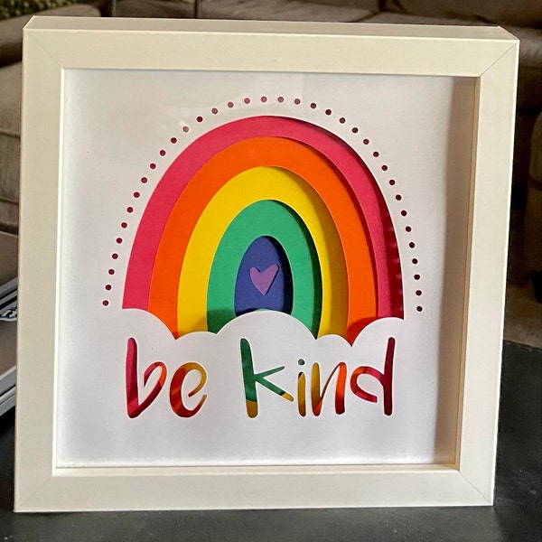 3D Be Kind Shadow Box, Boho Rainbow Svg, Files for Cricut and ...
