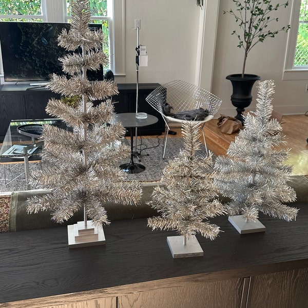 18 Silver Tinsel Christmas Tree Table-top Centerpiece Tree 18 Retro ...