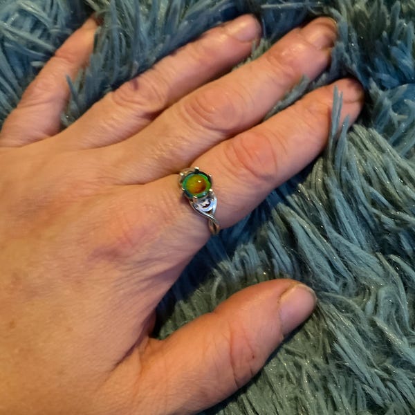 14K Gold Mood Ring, Dainty Ring for Women, Feeling Stone Ring, Colorful ...