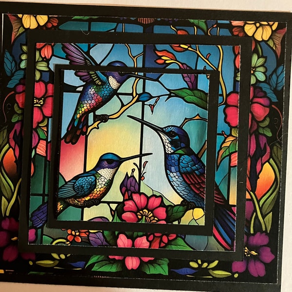 Hummingbird Stained Glass Sublimation Designs, Stained Glass Pattern ...