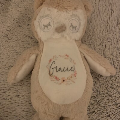 Personalised Owl Teddy, New Baby Gift, Customised Plush Soft Toy, Your ...