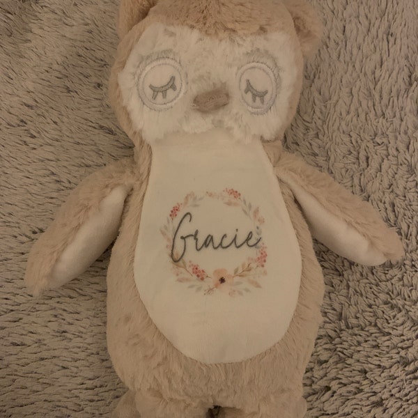 Personalised Owl Teddy, New Baby Gift, Customised Plush Soft Toy, Your ...